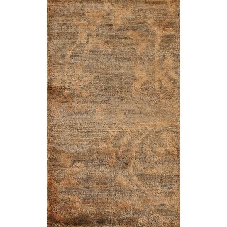 Brown Gold Abstract Oriental Area Hand-knotted Jute Carpet - 2'10" x 5 ...