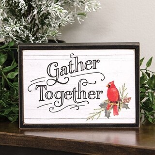 Red Cardinal Christmas Box Sign White Black Holiday Shelf Decor - 7” x ...
