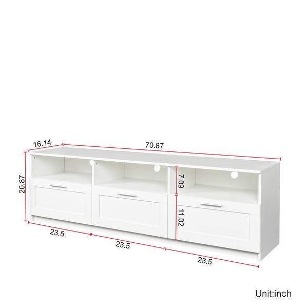 White modern minimalist TV cabinet 80 inch TV stand, open locker Living ...