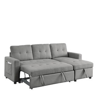 Grey Reversible Sectional Sleeper Sofa Modern Upholstered Couch with ...