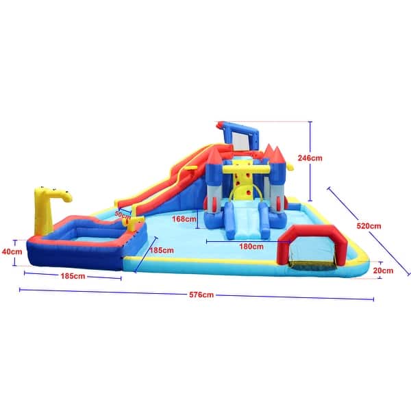 7-in-1 Inflatable Water Park with Slide, Trampoline, Bouncing House ...