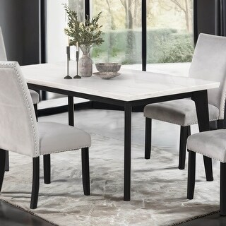 Furniture of America Fieny Modern Genuine White Marble 70-inch Dining ...