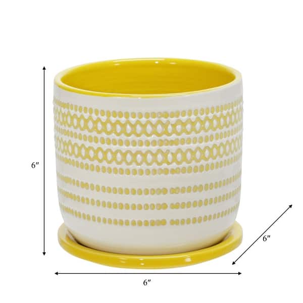 6" Planter Ceramic Yellow Planter with Contemporary Dotted Design ...