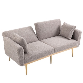 Grey Teddy Futon Sofa Bed Couch, Teddy Fabric Loveseat Recliners Deep ...