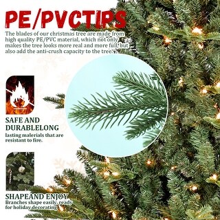 7-9ft Artificial Christmas Tree with Flame-Retardant PE/PVC Needles and ...