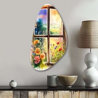 Summer Sunset Floral Window II - Farm Windows Sculptures Wall Art In ...