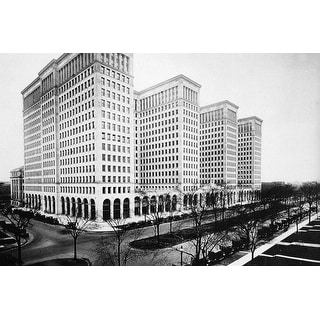 General Motors Building Black and White Gallery Wrapped Canvas - Bed ...