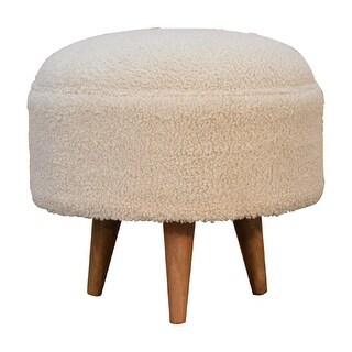 Cream Boucle Rounded Footstool - Bed Bath & Beyond - 40828650