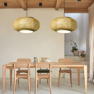 Asian Fusion Hot Pot Bamboo Braid/Woven Lighting/Rattan Natural/Wicker ...