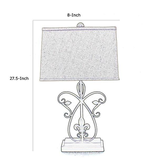 Scroll Design Metal Table Lamp with Rectangular Tier Base, Black - Bed ...