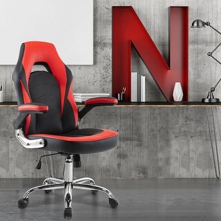 Computer Desk Chair Racing Style Bonded Leather Gamer Chair - Bed Bath ...