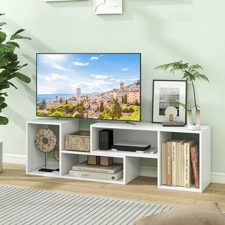 2 Pcs Adjustable TV Stands with Storage Cubes for TVs Up to 55 Inches ...