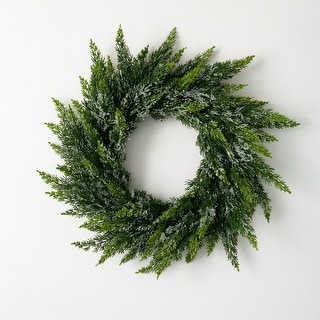 Sullivans Artificial Frosted Green Cedar Wreath, Green Winter Wreaths ...