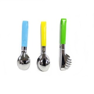 Set of 3 Stainless Steel Kitchen Tongs with Rubber Grips - Bed Bath ...