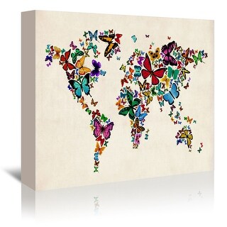 Americanflat - 8" x 10" Butterflies Map Of The World by Michael ...