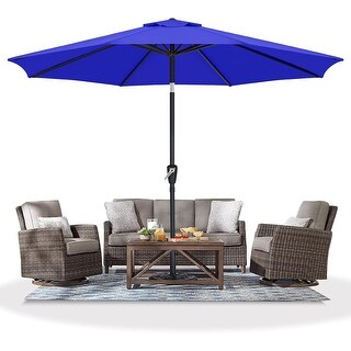 11ft Blue Patio Umbrella with 8 Ribs, Crank & Tilt for Outdoor Tables ...