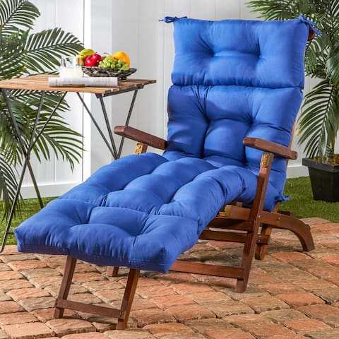 Coastal Stripe Outdoor Chaise Lounger Cushion - On Sale - Overstock ...