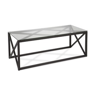 HomeRoots 46" Black Glass And Steel Coffee Table - 46 - Bed Bath ...