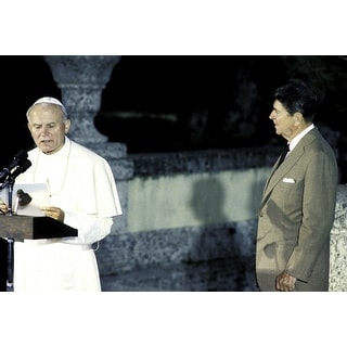 Pope John Paul II and Ronald Reagan giving a speech Photo Print - Bed ...
