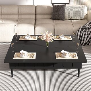 Modern Lift-Top Coffee Table with 2 Drawers | Foldable Adjustable ...