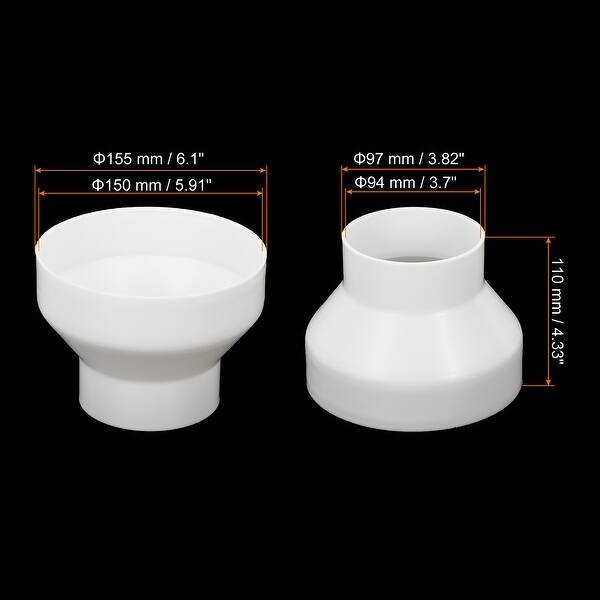 Duct Reducer, ABS Ducting Airflow Tube Increaser Adapters Pipe Fitting ...