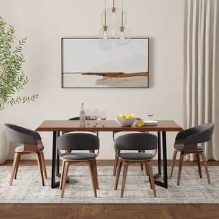 WYNDENHALL Calinda Modern Industrial 7 Pc Dining Set with 6 Upholstered ...