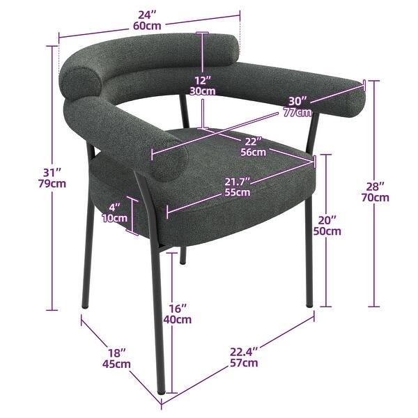 Moasis Fabric Curved Back Dining Chairs with Metal Legs (Set of 2 ...
