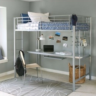 Metal Twin Loft bed with Workstation in Silver - Bed Bath & Beyond ...