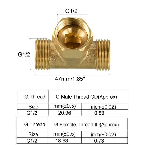 G1/2 3 Way Diverter, T-shape Pneumatic Hose Fitting Tee Connector ...