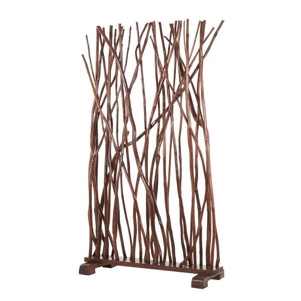 Brown Teak Wood Handmade Tall Freestanding Stick Room Divider Screen ...
