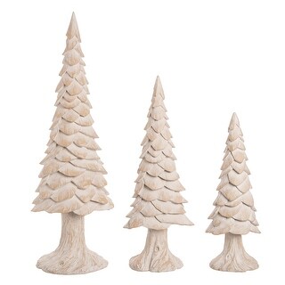 Transpac Resin 32 in. White Christmas Woodchip Trees Set of 3 - Bed ...