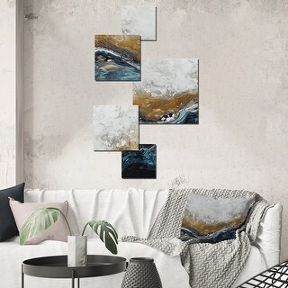 Designart "Grey Gold Modern Abstract Contemporary II" Abstract Marble ...