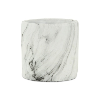 Marmoreal White Ceramic Marble Pot - Bed Bath & Beyond - 36361013