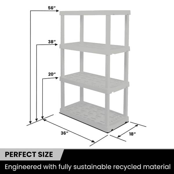 Oskar Large 4-Tier Interlocking Shelving Unit, 18 X 36 X 56", White ...