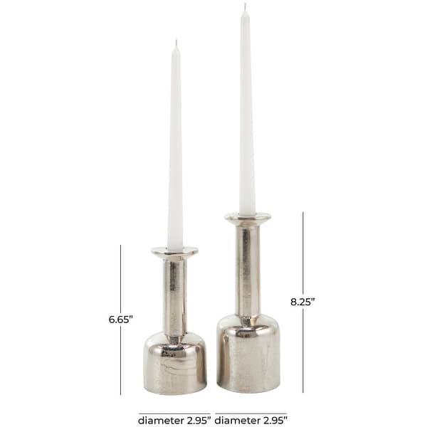 Gold or Silver Aluminum Metal Candle Holder with Rounded Bases (Set of ...