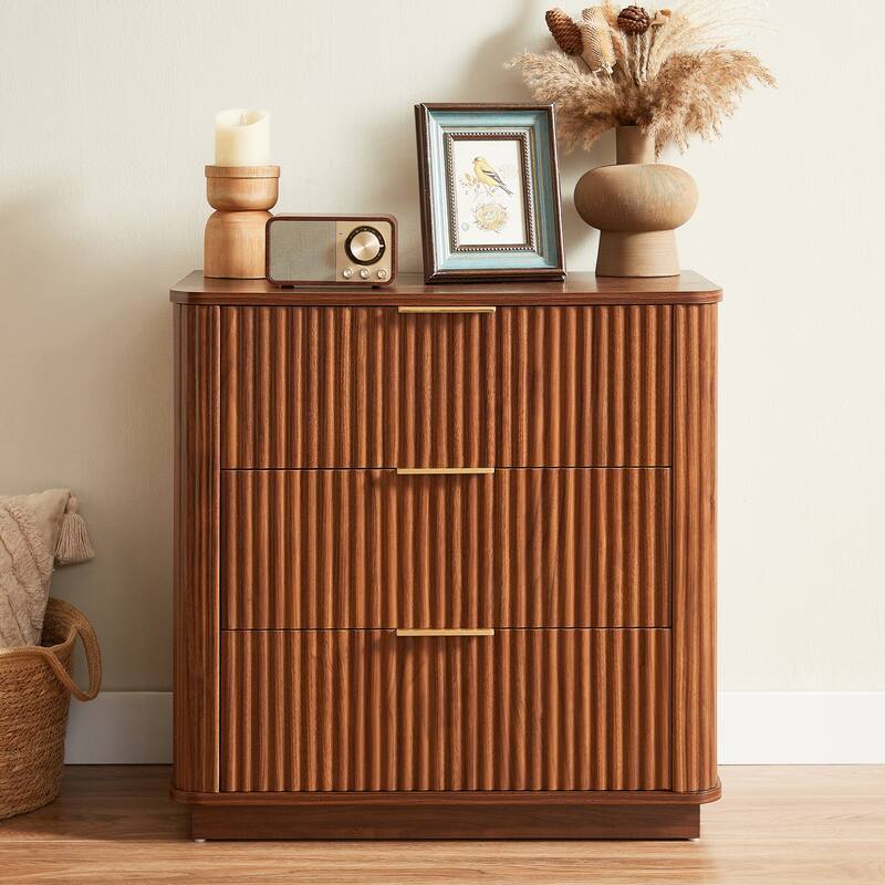 GDF Studio - Halden Modern 3-Drawer Dressers with Wave Design, Bedroom ...