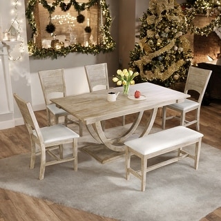 Elegant 6-Piece Dining Table Set Table with 4 Chairs and Bench for ...