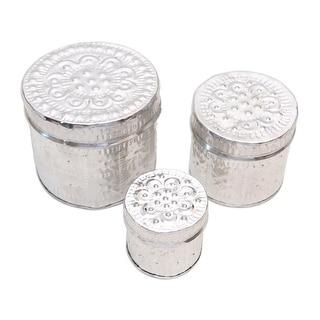 Novica Handmade Sparkling Flower Aluminum Decorative Boxes (Set Of 3 ...