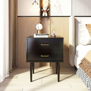 Nightstand with 2 Drawers for Bedroom Modern Black Night Stand - Bed ...