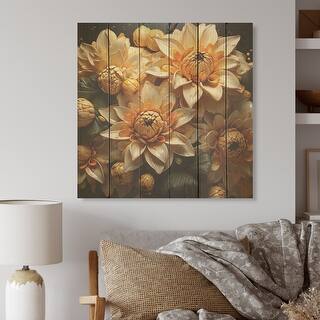 Designart "Sunflowers Depicted With Shifting Shades" Sunflowers Wood ...