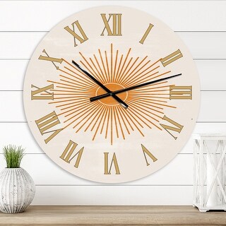 Designart 'Orange Sun Print II' Modern wall clock - Bed Bath & Beyond ...