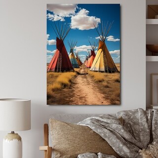 Designart "Yellow Native Tipi Path To Spirituality IV" Native American ...