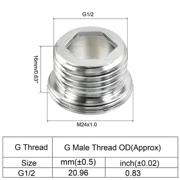 2Pcs M24*1.0 Male to G1/2 Male Thread Chrome Faucet Aerator Adapter ...