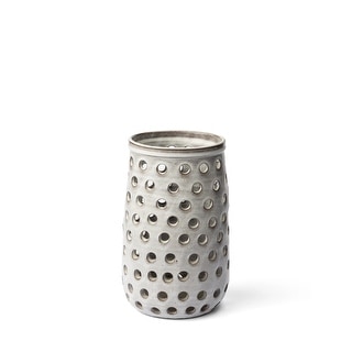12" Organic White Glaze Pierced Dot Ceramic Vase - Bed Bath & Beyond ...