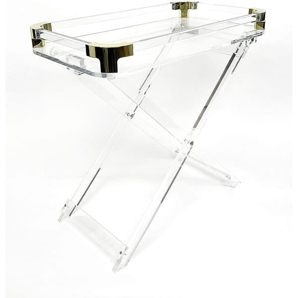 Designstyles Acrylic Folding Table Clear Design w/Chrome or Gold Trim ...