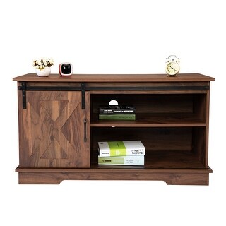 TV Stand Slide TV Cabinets for TVs up to 50" Living Room Light Walnut ...