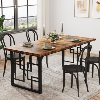 63 Inch Dining Table for 4-6 People, Rectangular Kitchen Dinner Table ...