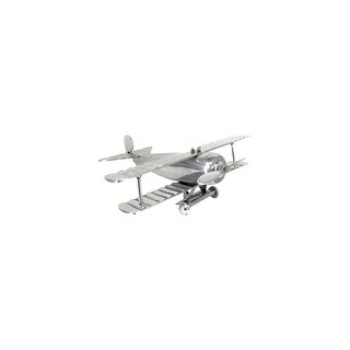 19 Inch Contemporary Metal Biplane Sculpture, Silver - Bed Bath ...
