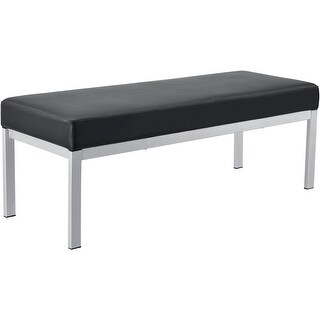 Synthetic Leather Reception Bench, Black W/ Silver Frame - 18.25"L x 48 ...