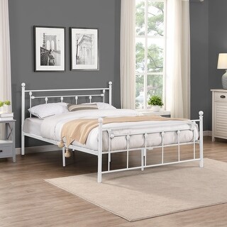 Modern Style Sturdy Metal Bed Frame with Headboard and Footboard, Easy ...